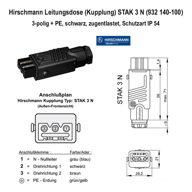 Belegung Hirschmann Stecker