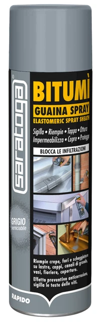 SARATOGA BITUMI GUAINA BITUMINOSA SPRAY 500 ML colore GRIGIO impermeabilizzante EUR 8,70 ...