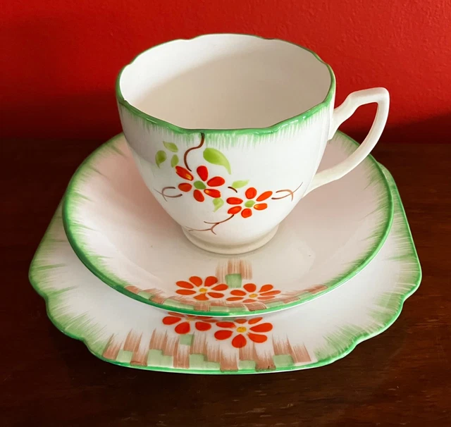 STUNNING ART DECO Hand Painted Mayer & Sherratt Melba China Green ...