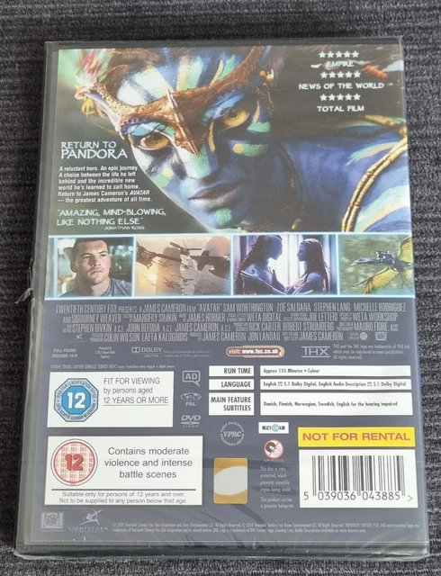 AVATAR DVD NEW Sealed. James Cameron Sci Fi Classic. Sam Worthington. £ ...