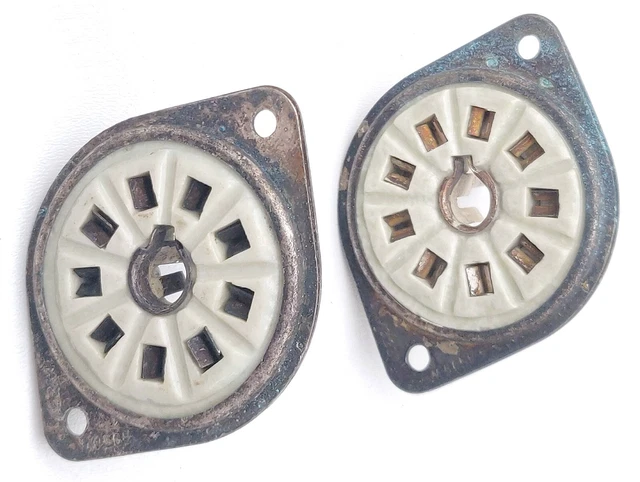 B9g Ceramic 2x Vintage Ww2 Socket Base 9 Pin British Valve Tube Ef50