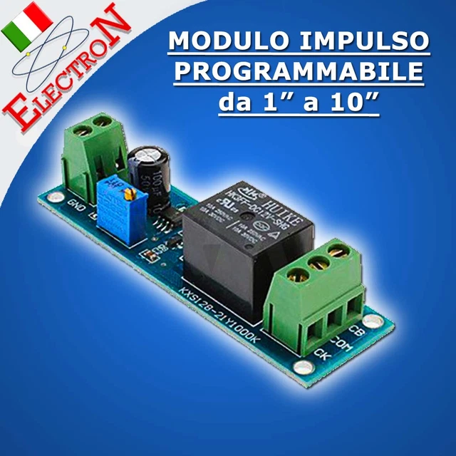 MODULO RELE' 12V TEMPORIZZATORE IMPULSO Regolabile 0-10sec TIMER NE555 ...