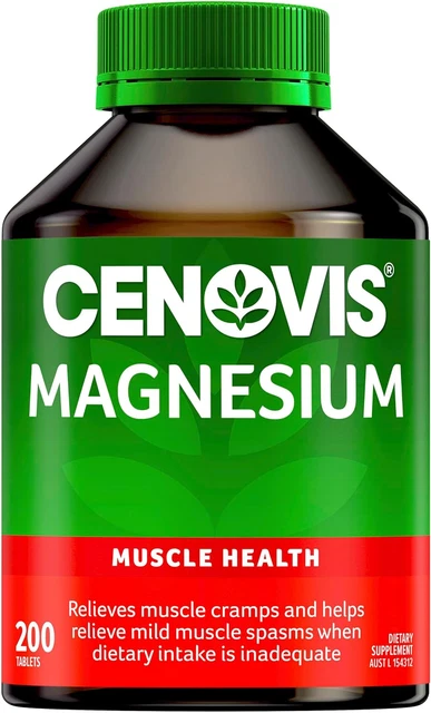 CENOVIS MAGNESIUM TABLETS 200 - Relieves Muscle Cramps & Helps Reduce ...