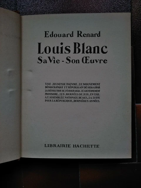 LOUIS BLANC SA vie son oeuvre Edouard Renard 1830 1848 Commune de Paris ...