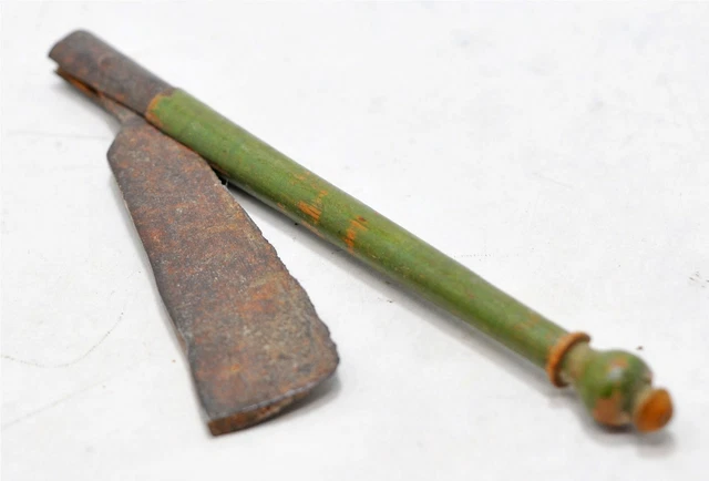 ANTIQUE WOODEN IRON Folding Straight Razor Original Old Hand Crafted ...