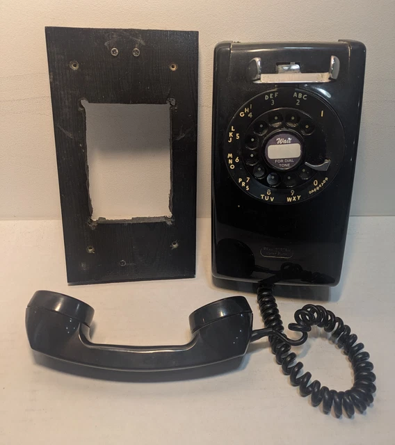 VINTAGE WESTERN ELECTRIC Black Rotary Dial Wall Telephone Bell System ...