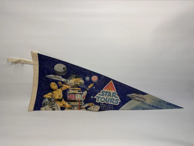 STAR WARS STAR Tours Ride 1986 Disneyland Felt Pennant Rare C-3PO R2-D2 ...