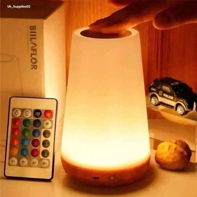 NIGHT LIGHT LED Touch Bedside Table Lamp with Remote Control 13 Colors ...