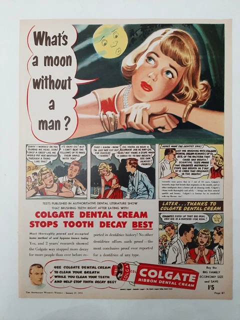 VINTAGE AUSTRALIAN ADVERTISING 1954 ad COLGATE DENTAL RIBBON TOOTHPASTE ...