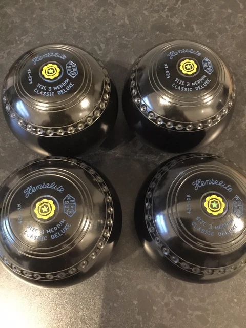 HENSELITE CLASSIC DELUXE Size 3 Medium Lawn Bowls - Set of 4 £50.00 ...