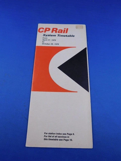CP RAIL SYSTEM Timetable Canadian Pacific Train Railway Railroad April Oct 1975 $9.99 - PicClick CA