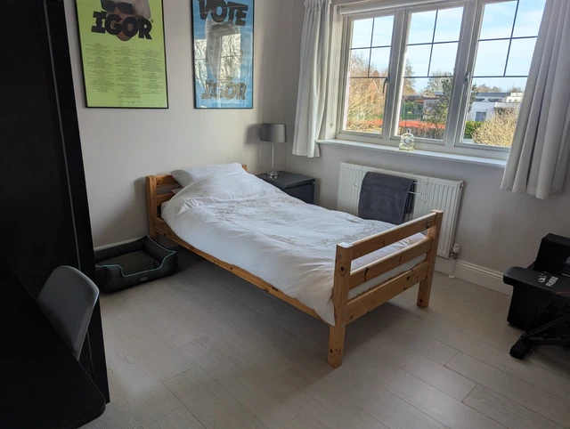 SINGLE SLATTED WOODEN Bed with Foam Mattress £21.45 - PicClick UK