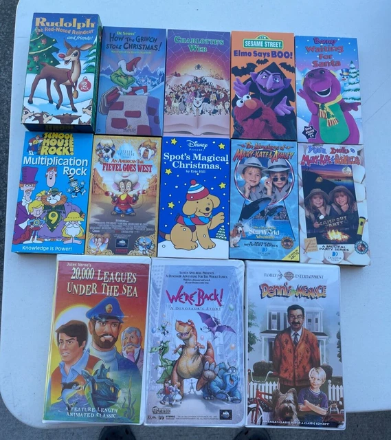 14 PIECE KIDS VHS Lot ~Rudolph, Grinch, Barney, Mary Kate & Ashley ...