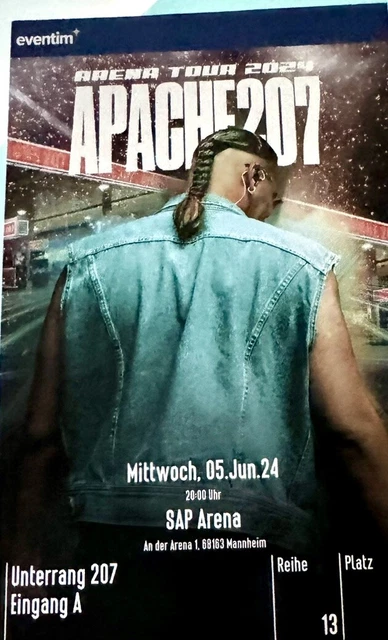 APACHE 207 KONZERTKARTE Mannheim, 05.06.2024 EUR 26,50 - PicClick DE