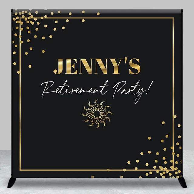 GOLD BLACK PERSONALIZED Retirement Party Backdrop $36.09 - PicClick AU
