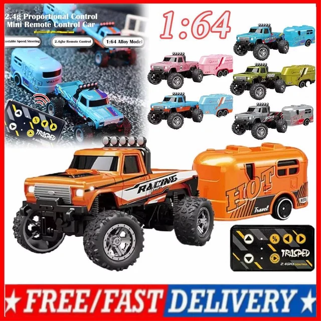 MINI RC MONSTER Truck USB-C Rechargeable Underflow with Trailer,1:64 ...