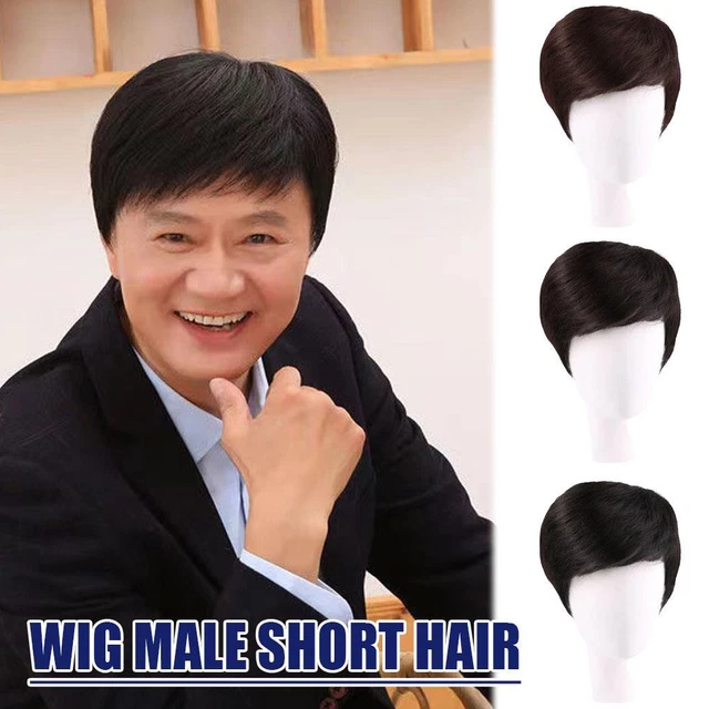 MEN SHORT HAIR Head For Hair Pc Male Wig Pc Top Men s Wigs B8F7 O8I8 ...