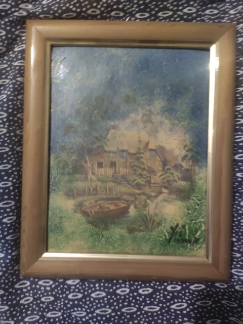 ANCIEN TABLEAU HUILE sur plaque emaillée emaux signé original EUR 14,00 ...