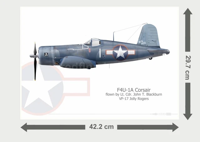WARHEAD ILLUSTRATED F4U-1A Corsair VF-17 Jolly Rogers Aircraft Print £ ...