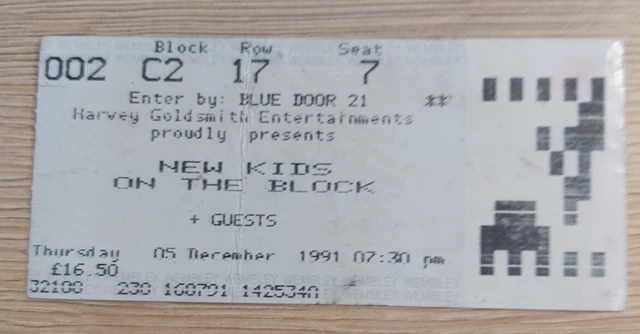 *RARE NEW KIDS On The Block Concert Ticket Wembley Stadium London 5 Dec ...