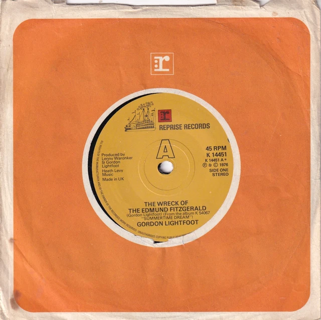 GORDON LIGHTFOOT..THE WRECK Of The Edmund Fitzgerald.excellent 1976 Pop ...