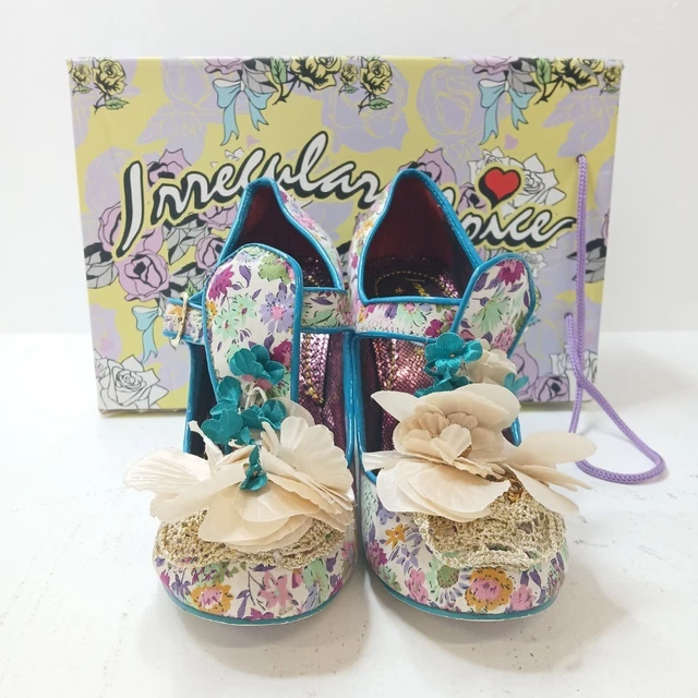 IRREGULAR CHOICE FLORAL Heels UK 5 Purple Multi 'Can't Touch This' Box ...