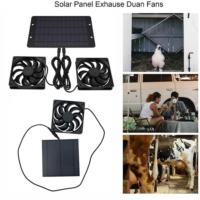 SOLAR FAN CAMPING Fan with Solar Panel 10-25W Rechargeable Solar Black ...