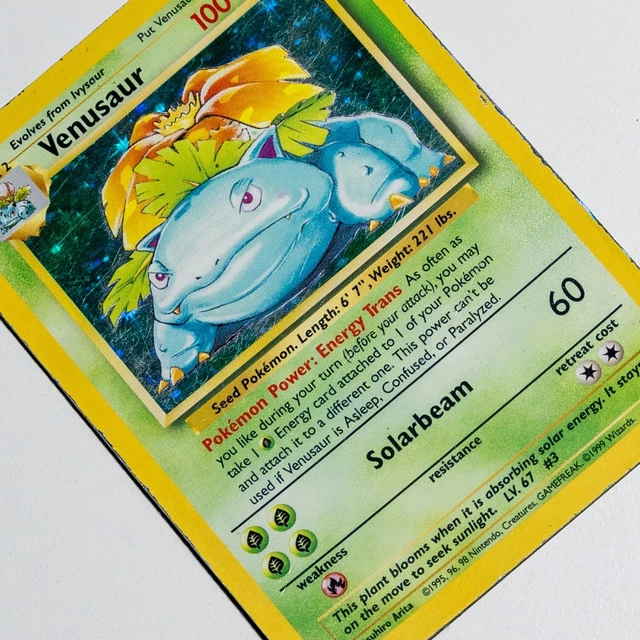 RARE VENUSAUR POKÉMON Card - Moderately Played - Base Set - Holo - 15/ ...