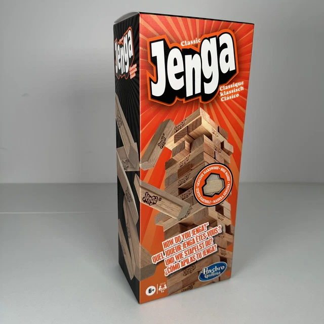 CLASSIC JENGA HARDWOOD Block Game by Hasbro (2019) Age 6yrs+ & 1 ...