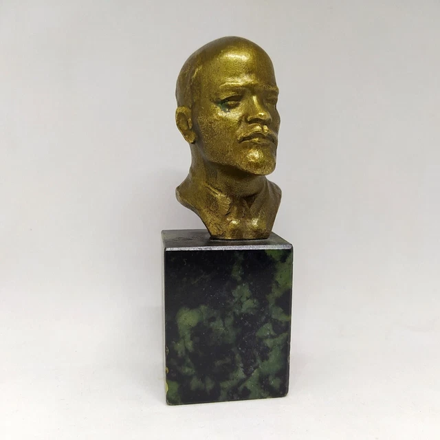 SOVIET RUSSIAN LEADER LENIN marble metal bust statue sculpture USSR ...