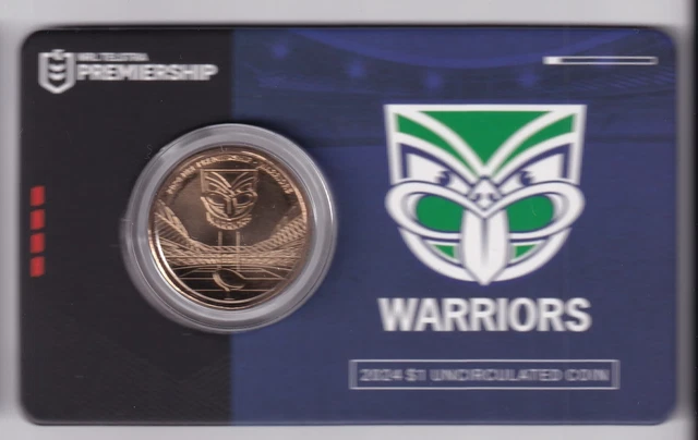 AUSTRALIAN: 2024 $1 Nrl Rugby New Zealand Warriors Unc Coin On Card ...
