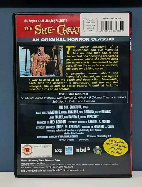 THE SHE CREATURE DVD B Movie Horror Arkoff Film Library EUR 9,44 ...