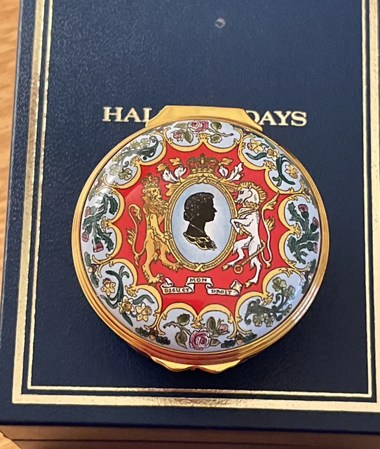 HALCYON DAYS ENAMELS Queen Elizabeth II Golden Jubilee Memento Box 01/ ...