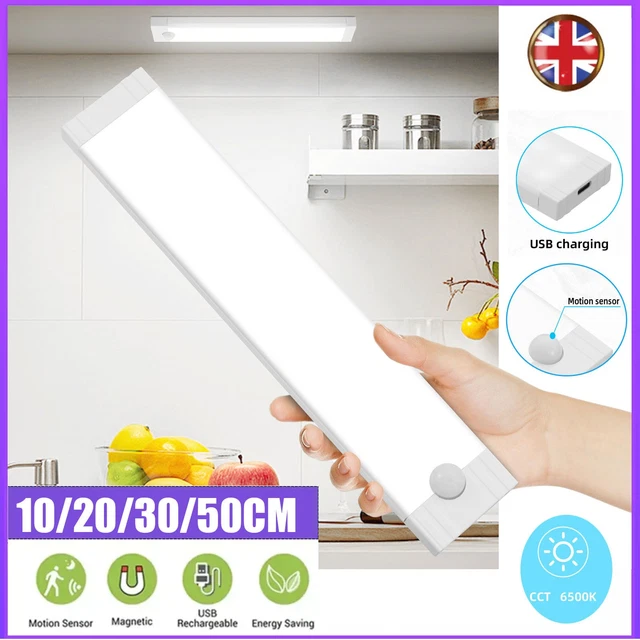 LED STRIP LIGHTS PIR Motion Sensor USB Rechargeable Magnetic Cabinet ...