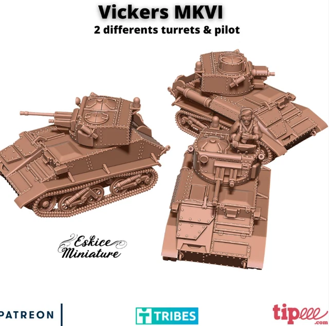 WW2 BRITISH VICKERS MKVI Tank Set (3D PRINTED) £9.17 - PicClick UK