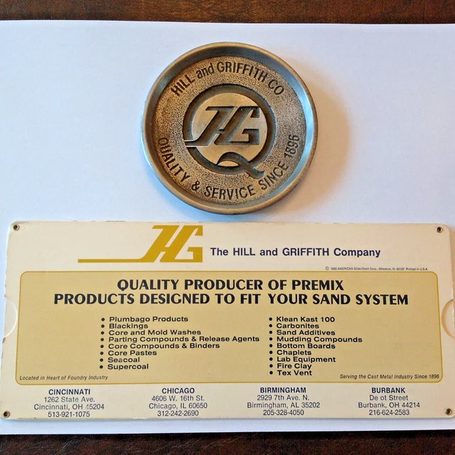 HILL & GRIFFITH Co. Metal Drink Coaster & Casting Defect Slide Rule Vintage £12.18 - PicClick UK