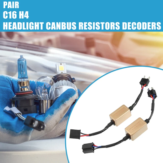 LED HEADLIGHT CANBUS Decoder C16 H4 Error Free Warning Resistors (Set ...