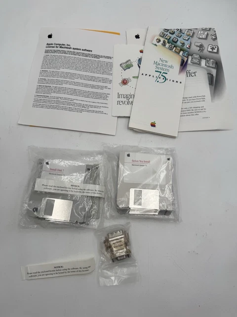VINTAGE MACINTOSH SYSTEM 7.5 Apple Floppy Disk Set W/ Manuals 1994 $49. ...