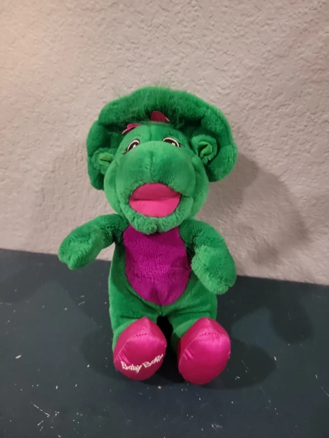 BARNEY AND FRIENDS Baby Bop Plush Dinosaur 10" Green Purple WITH SOUND ...
