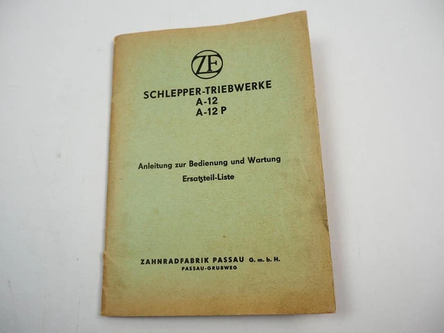 ZF A-12 A12P Getriebe Bedienungsanleitung & Ersatzteilliste EUR 44,90 ...