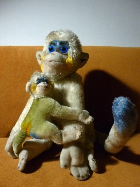 STEIFF ORIGINAL STOFFTIER Rarität großer MUNGO BUNT Affe mit Baby MUNGO ...