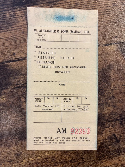 W ALEXANDER AND Sons Midland Ltd Transport Bus Ticket B329 £4.99 ...