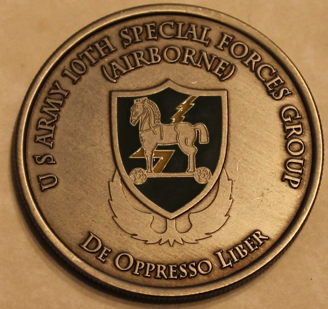 10TH SPECIAL FORCES Group Airborne Commander & CSM Army Challenge Coin ...