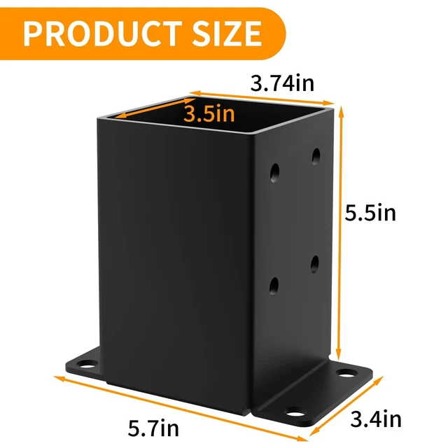 4X4 POST BASE Anchors 2PCS, 3.5x3.5 Inch Heavy Duty Rust-Proof Metal ...