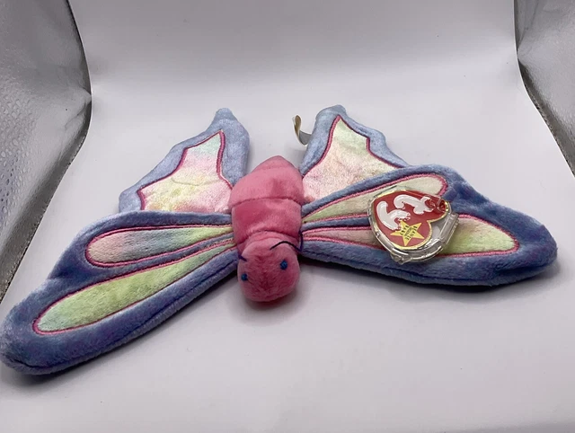 TY BEANIE BABIES 1999 Flitter the Butterfly con etichette e protezione ...