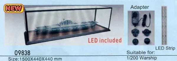 GLASS DISPLAY CASE for Ships with LED Lights Plastic Model Kit ...