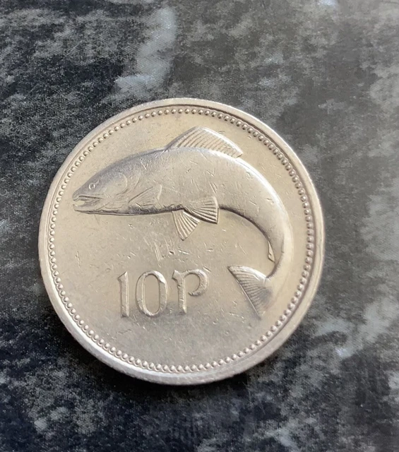 OLD IRISH 1993 10p Coin From Republic of Ireland (Eire) Salmon & Harp ...