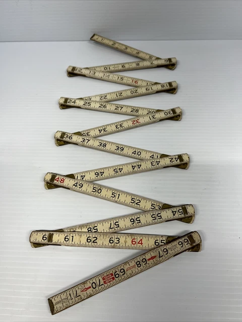 VINTAGE LUFKIN WOOD Folding Ruler Tool Lock Joints O66F $5.99 - PicClick