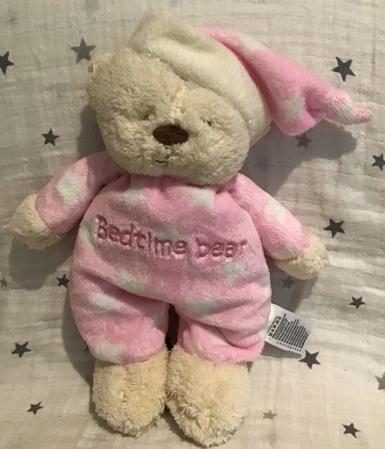 MOTHERCARE BEDTIME BEAR Teddy Stars Pink Plush Soft Toy Blankie ...