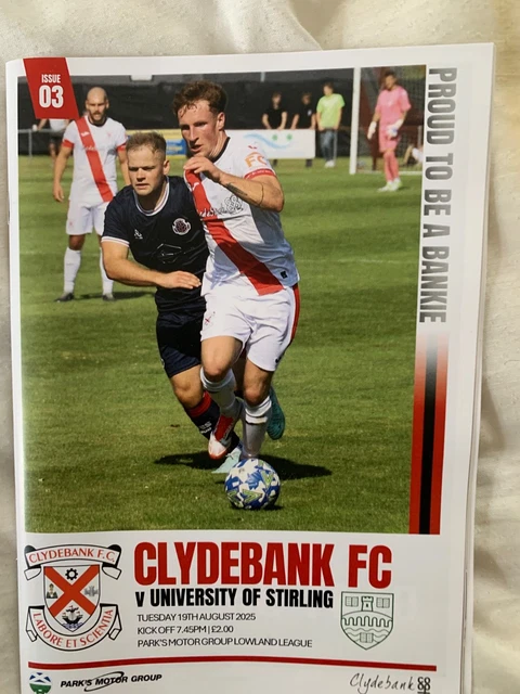 CLYDEBANK V UNIVERSITY of Stirling 2025 £2.75 - PicClick UK